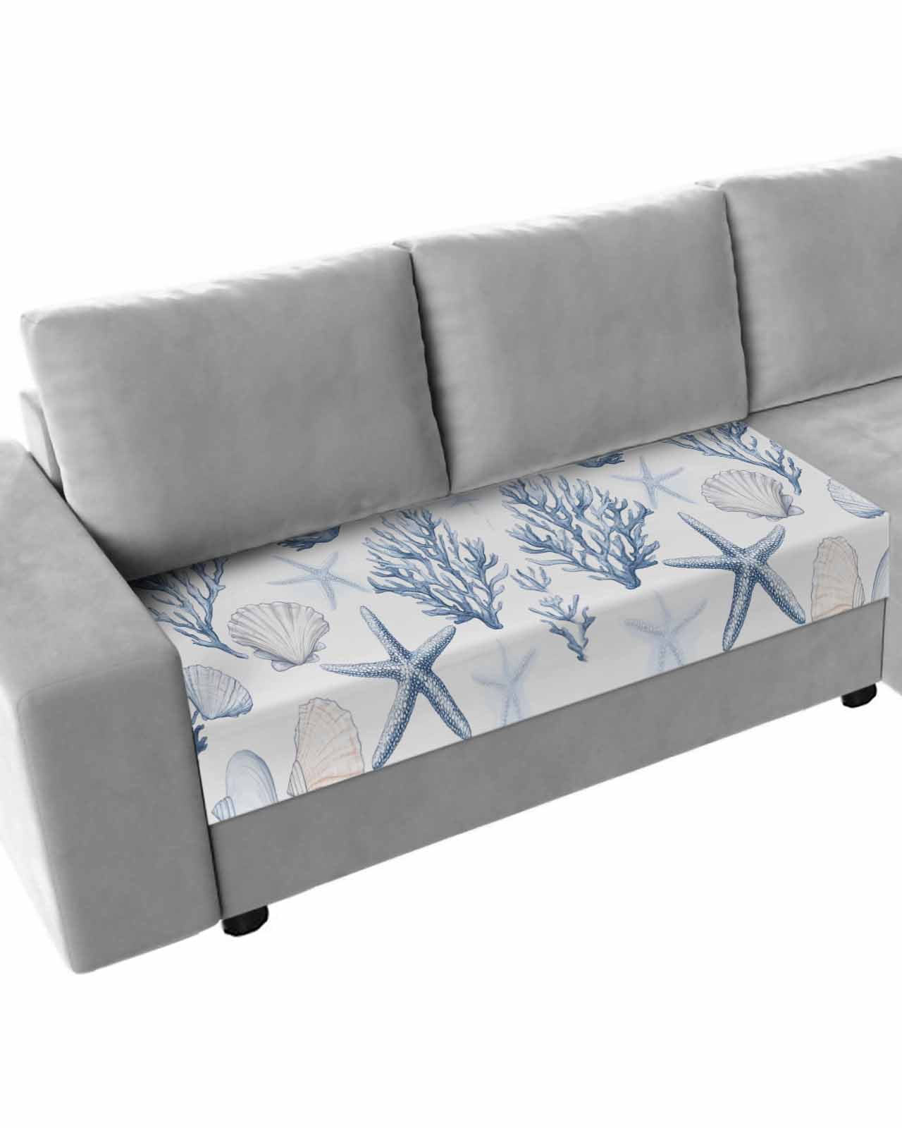 Blue Coastal Nautical Sofa Couch Cushion Covers Washable, Removable ...
