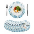 Blue Coastal Ocean Round Table Placemats set of 8, Sea Turtle Coral ...