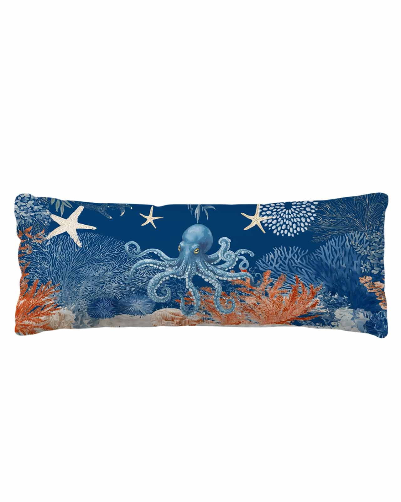 Blue Coastal Octopus Body Pillow Cover 20 x 54 Inch Decorative Pillow ...