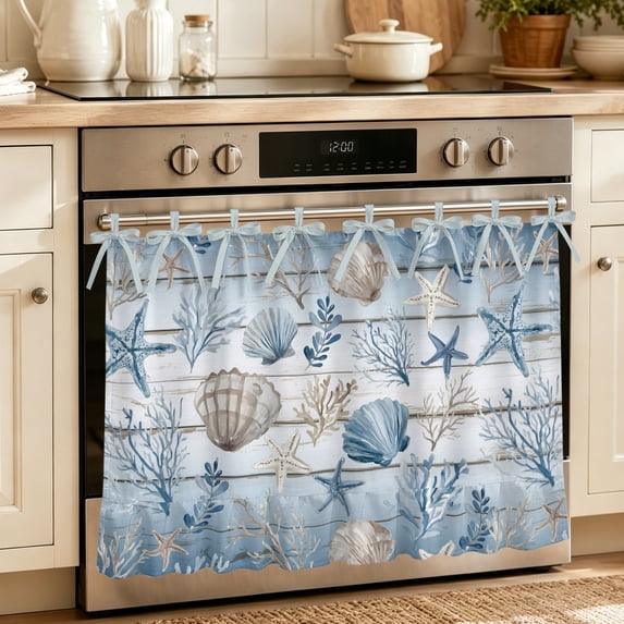 Blue Coastal Oven Skirt for Farmhouse Kitchen Décor, Beach Ocean ...