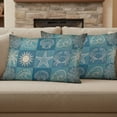 Blue Coastal Pillow Covers Set of 2, Summer Ocean Waves Shell Crab ...