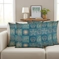 Blue Coastal Pillow Covers Set of 4, Summer Ocean Waves Shell Crab ...