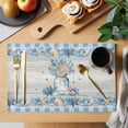 Blue Coastal Placemats Set of 6, Summer Beach Coral Starfish Vintage ...