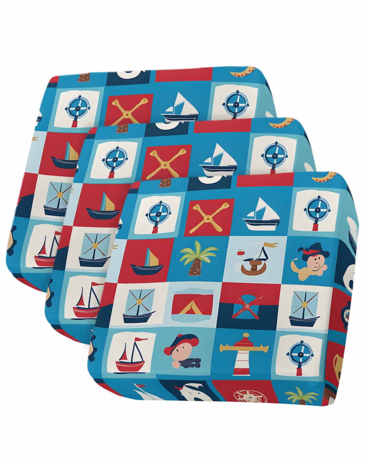 Blue Coastal Plaid Sofa Couch Cushion Covers Washable, Removable Stretchable Sectional Couch ...