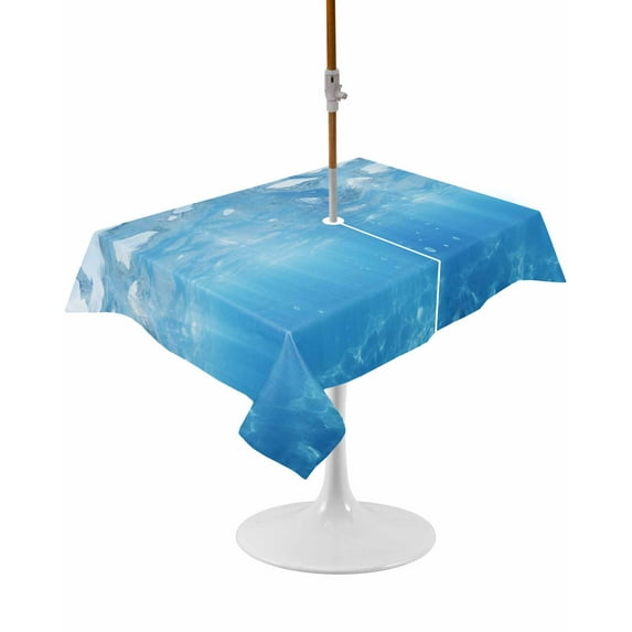 Blue Coastal Rectangle Outdoor Tablecloth, Waterproof Table Cloth Cover ...