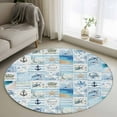 Blue Coastal Round Area Rug 4 FT, Non Slip Indoor Outdoor Rug, Turtle ...