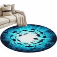 Blue Coastal Round Rug 3.3ft Washable Circle Entryway Rugs Non Slip ...