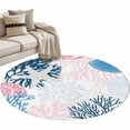 Blue Coastal Round Rug 3ft Washable Circle Entryway Rugs Non Slip Grey ...