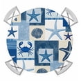 Blue Coastal Round Table Cover, Summer Ocean Shell Crab Ocean ...
