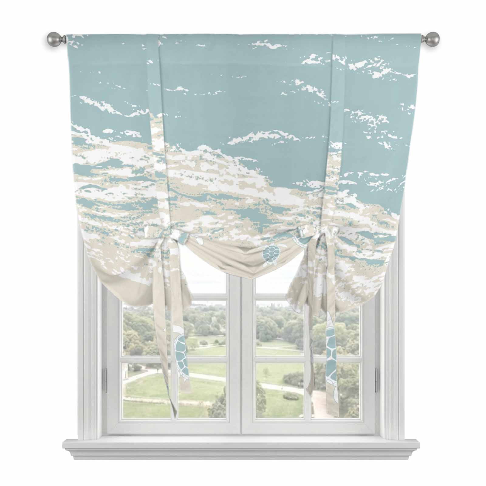 Blue Coastal Sea Turtle Balloon Curtains for Living Room/French Door ...