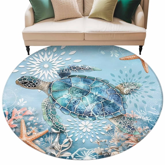 Blue Coastal Sea Turtle Large Area Rugs for Bedroom Living Room, Soft ...