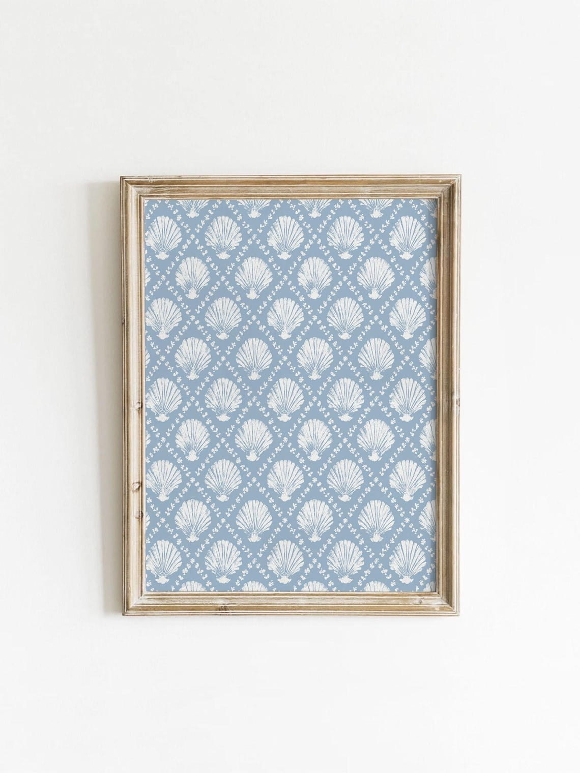 Blue Coastal Seashell Pattern Nautical Cottagecore Wallpaper Beachy ...