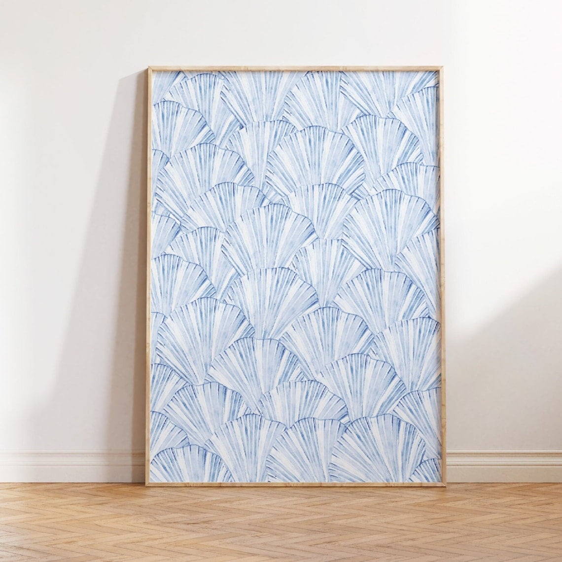 Blue Coastal Seashell Wall Art, Unframed Paper Print Size 8x12 ...