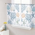 Blue Coastal Semi Sheer Curtains 45 Inch Length 2 Panels Set, Nautical ...