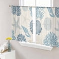 Blue Coastal Semi Sheer Curtains 45 Inch Length 2 Panels Set,Shell ...