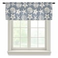 Blue Coastal Semi Sheer Valance Curtains, Starfish Shell Ocean Nautical ...