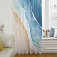 Blue Coastal Sheer Curtains 54 Inch Length, Light Filtering Voile ...