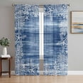 Blue Coastal Sheer Curtains for Living Room Bedroom Summer Ocean Sea ...