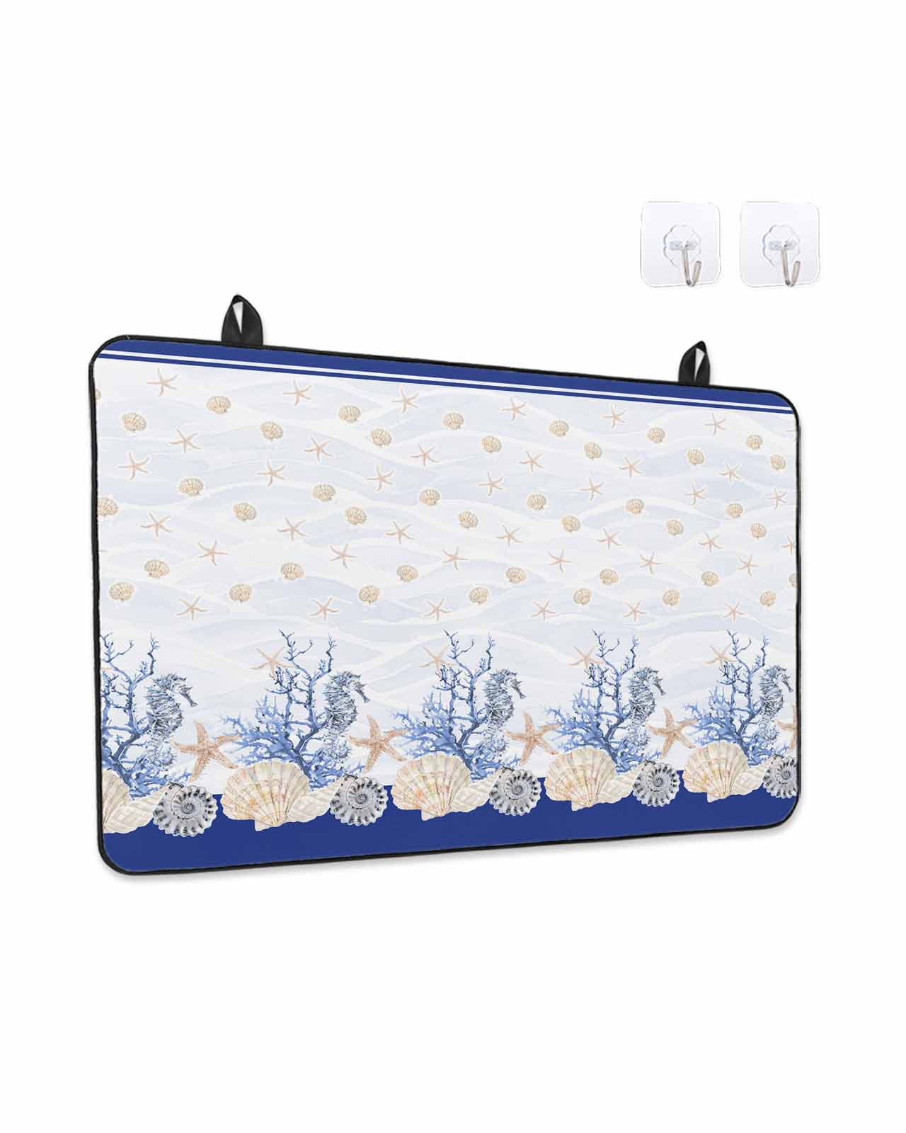 Blue Coastal Shell Stove Top Covers for Electric Stove, Kitchen Glass ...