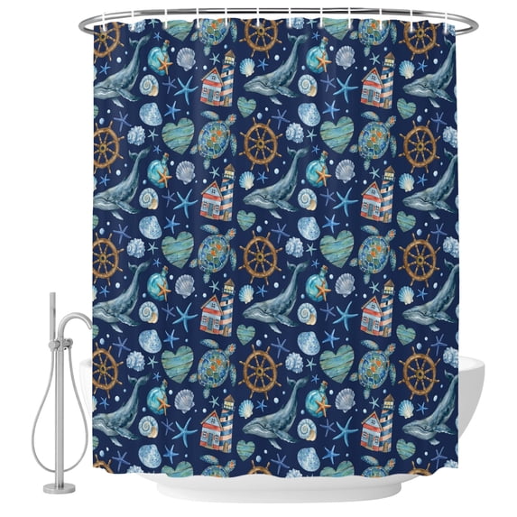 Blue Coastal Shower Curtain Set - Small 36" x 72" Washable Bathtub ...