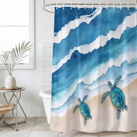 Blue Coastal Shower Curtain Set, Waterproof Shower Curtains for ...
