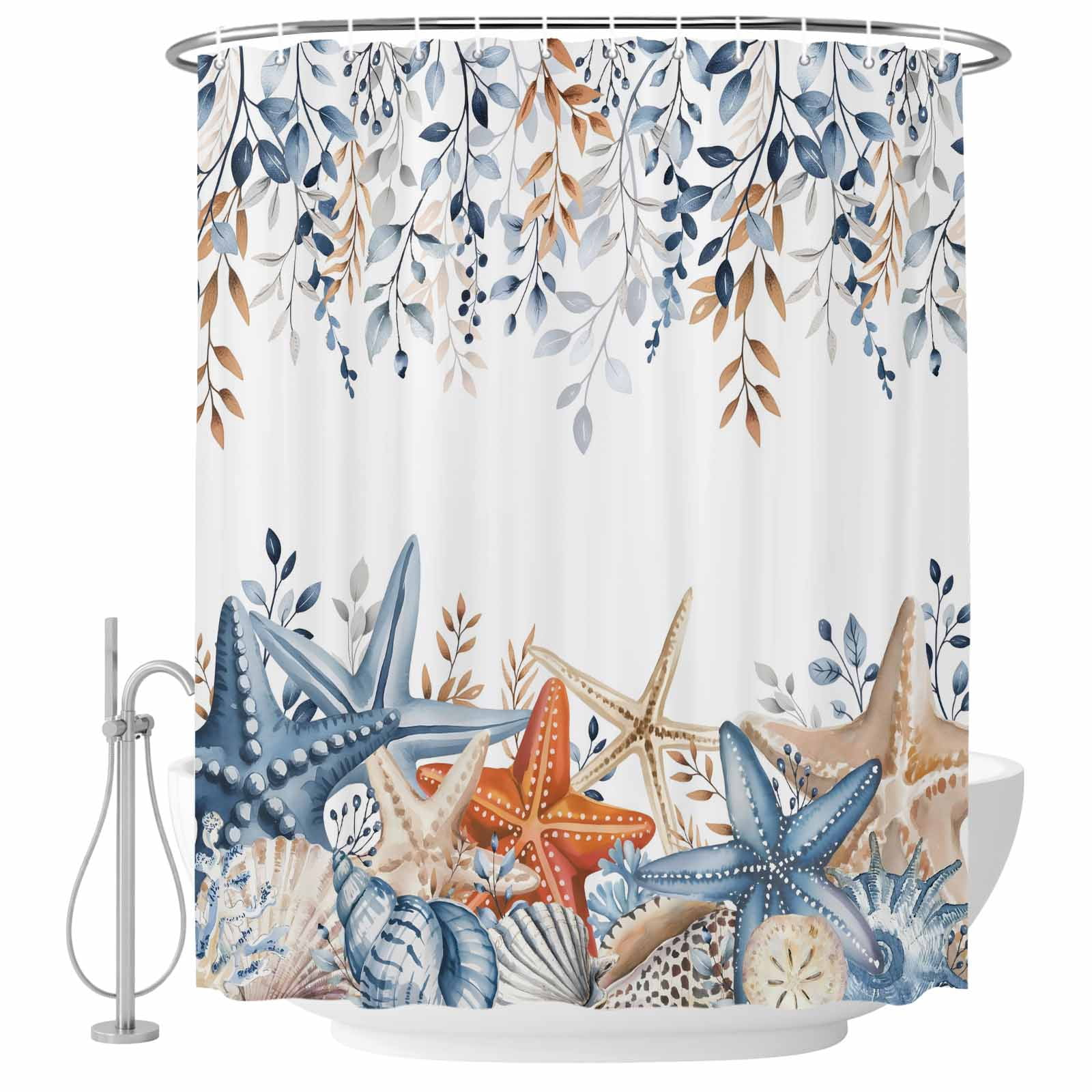 Blue Coastal Shower Curtain, Waterproof Shower Curtains for Bathroom ...