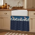 Blue Coastal Small Cabinet Curtains 11"W x 13"L, Japanese Style Wave ...