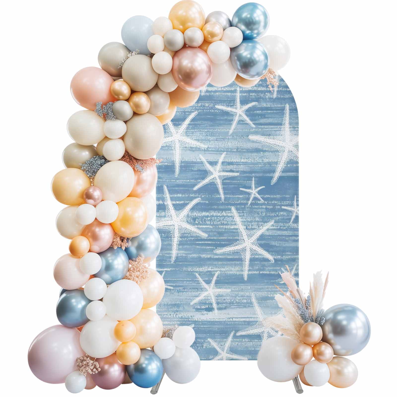 Blue Coastal Starfish Arch Backdrop Cover 6.6 FT Summer Beach Ocean ...