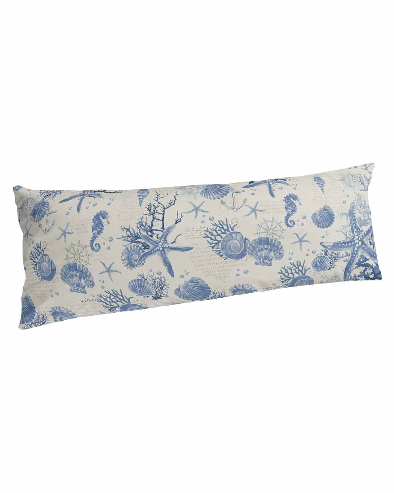 Blue Coastal Starfish Body Pillow Covers, Beach Ocean Nautical Shells ...