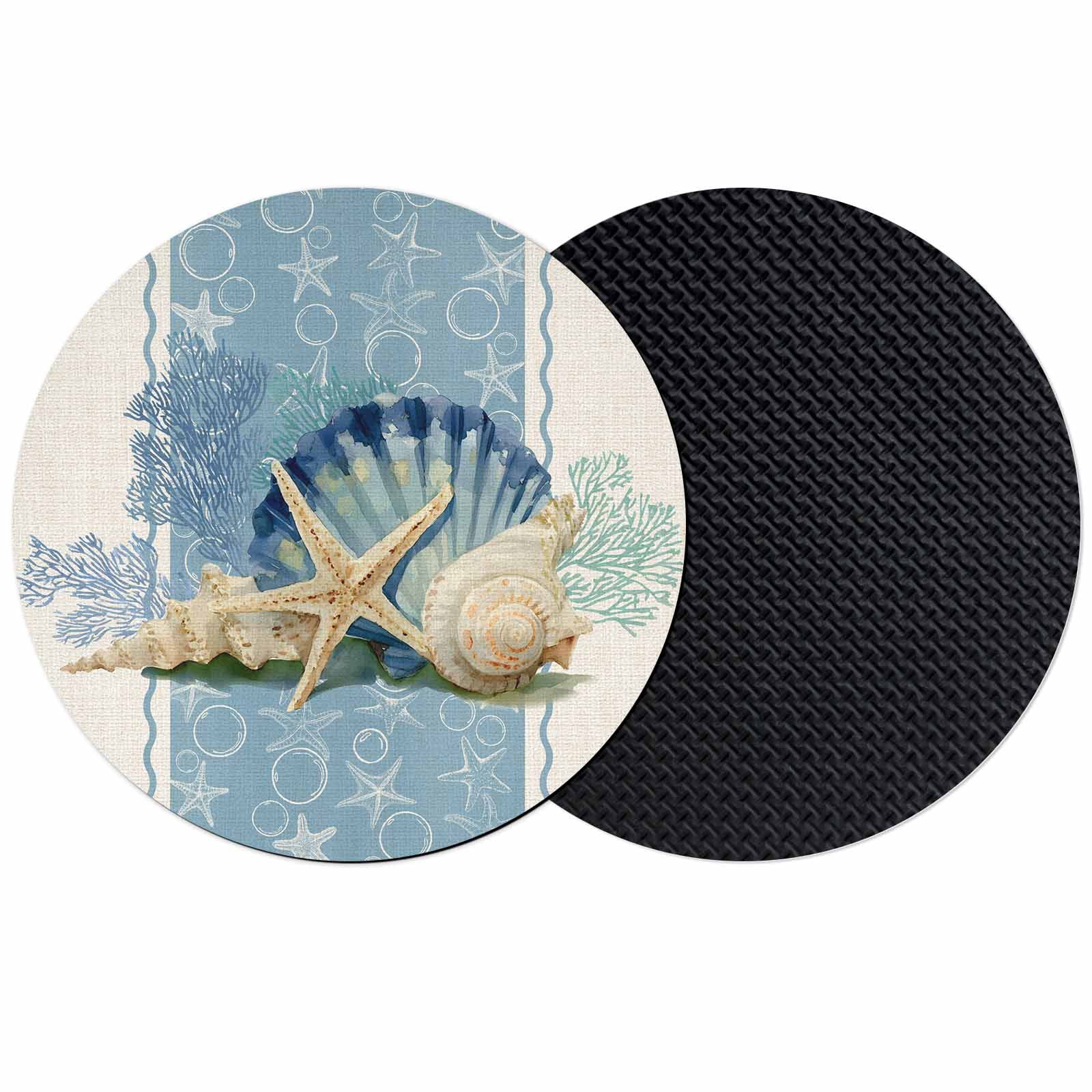 Blue Coastal Starfish Coasters Set of 2, Absorbent Coasters for Drinks ...