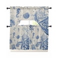 Blue Coastal Starfish Kitchen Curtain and Valance Set 3 Pieces,Rod ...