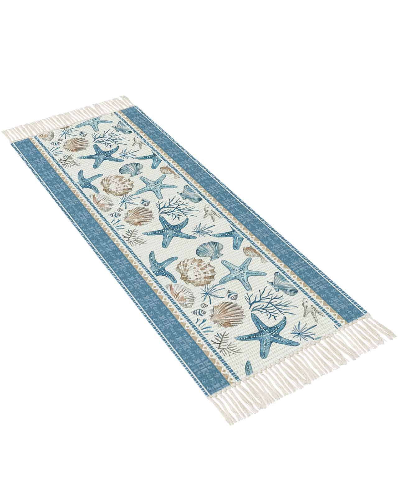 Blue Coastal Starfish Rugs for Entryway 2'x5', Laundry Room Rug ...