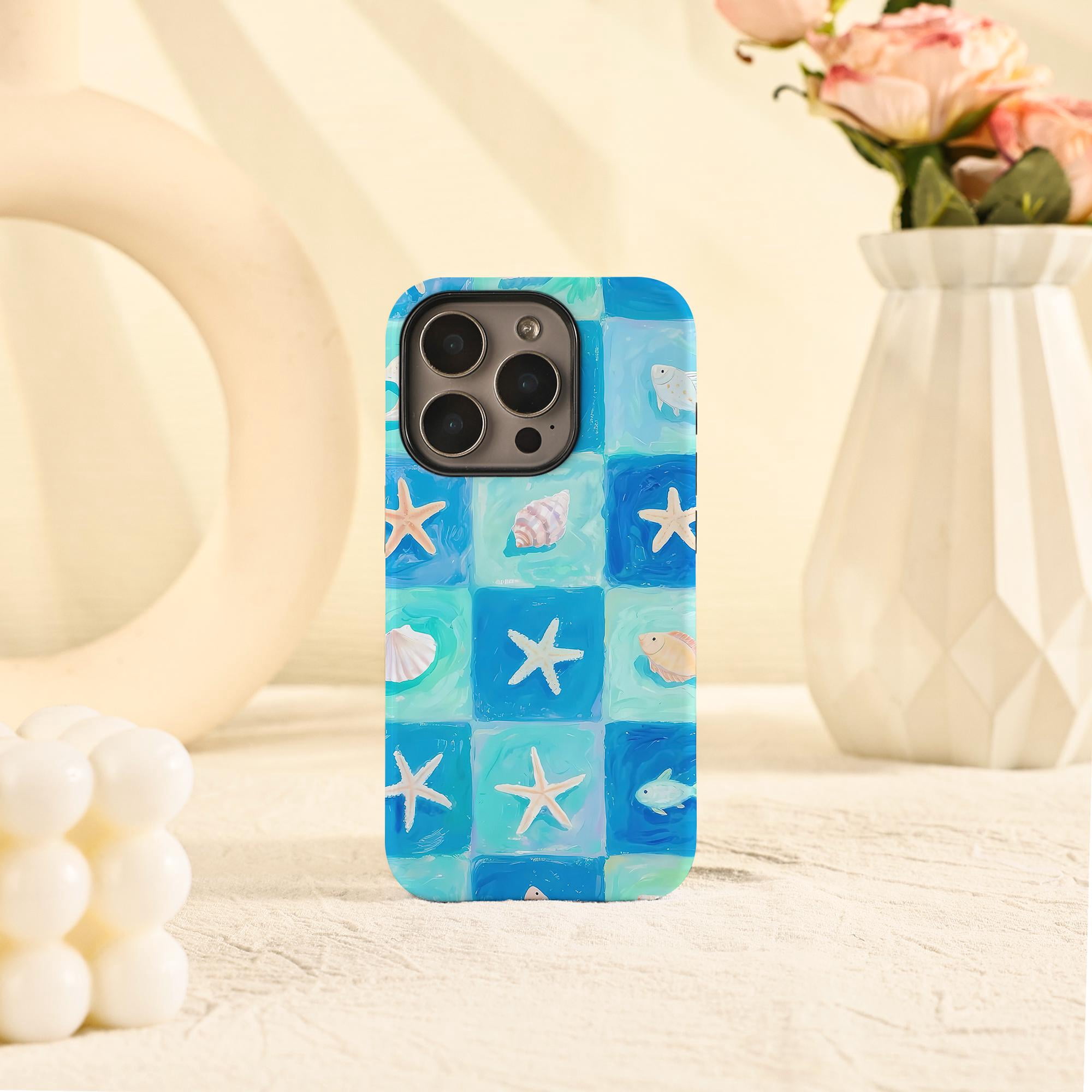 Blue Coastal Starfish Tough Case for Apple iPhone, Dual-Layer TPU ...