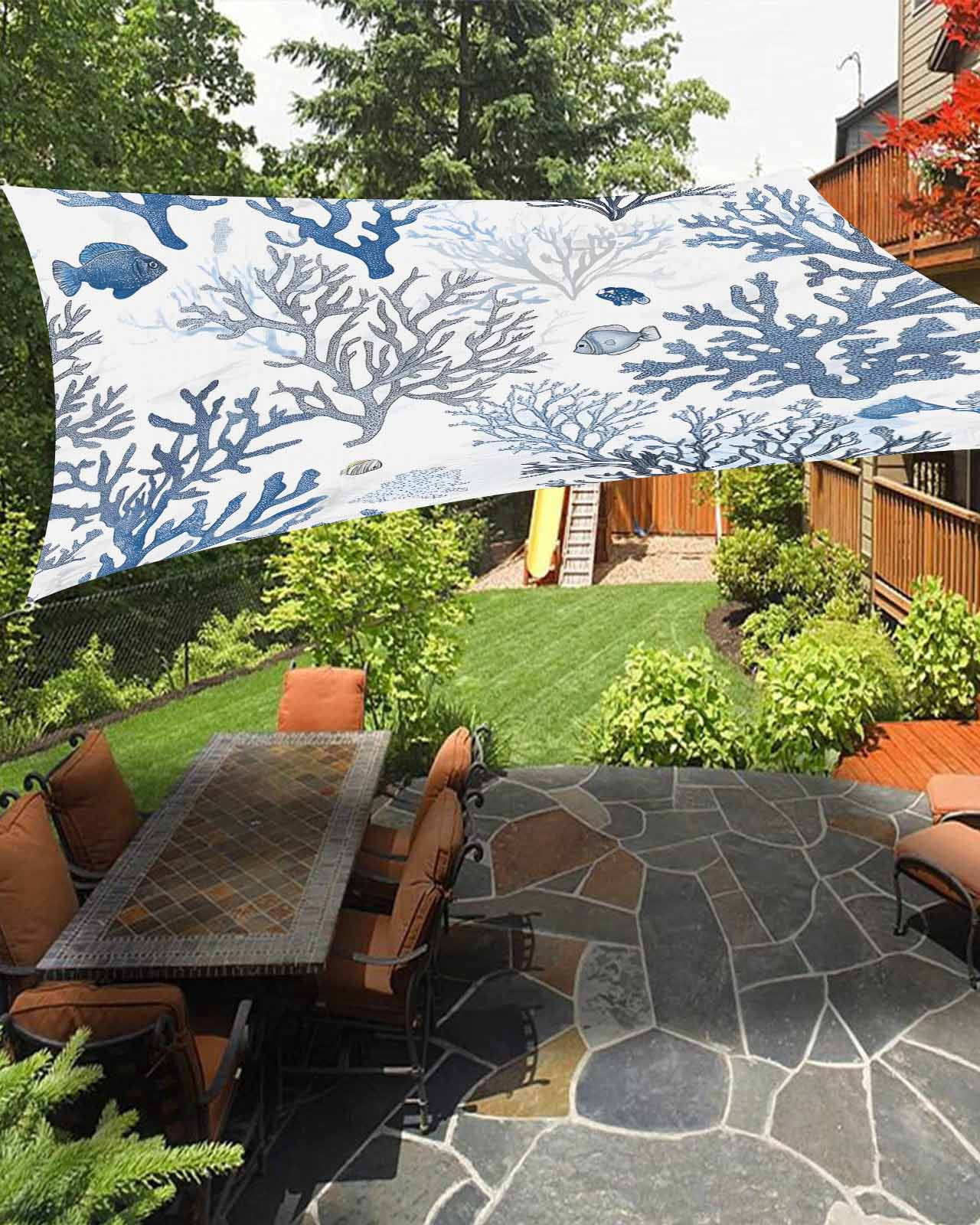 Blue Coastal Sun Sail Shades Rectangle Canopy,Sunlight Block Heavy Duty ...