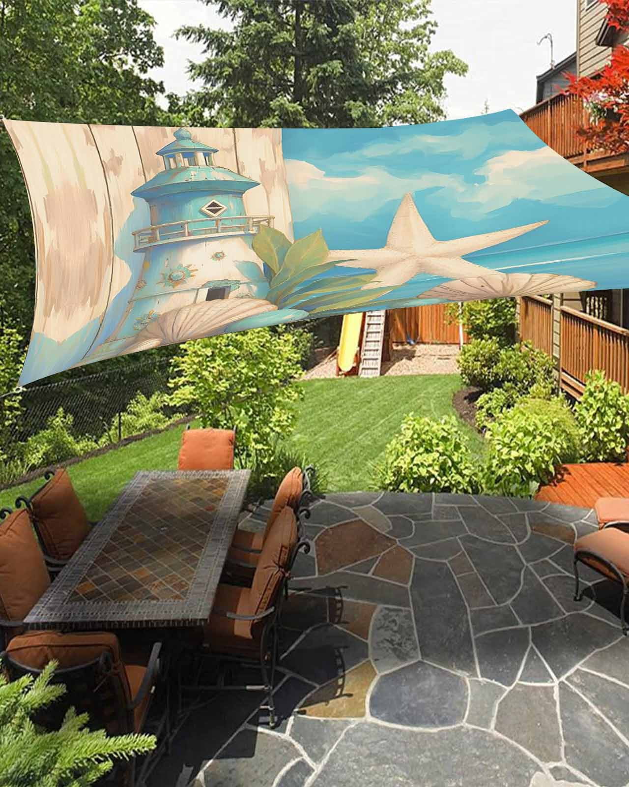 Blue Coastal Sun Sail Shades Rectangle Canopy,Sunlight Block Heavy Duty ...