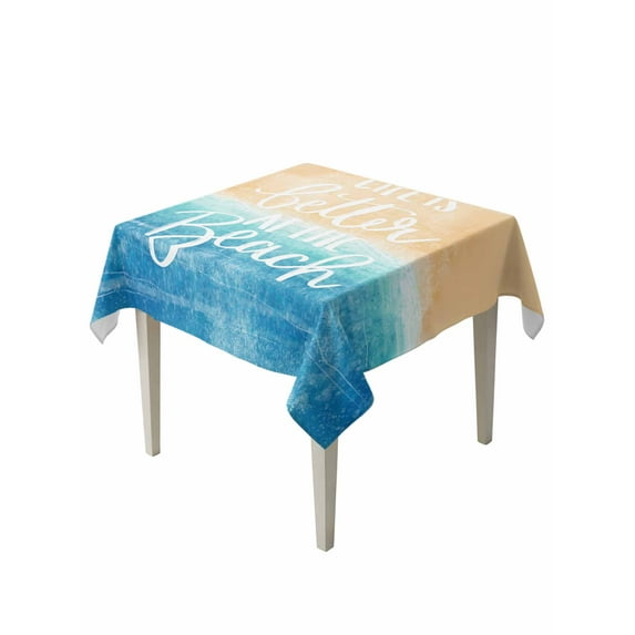 Blue Coastal Table Cloth, Life Is Better At The Beach Beach Waterproof ...