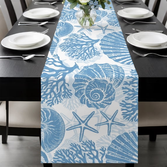 Blue Coastal Table Runner 108 Inches Long,Dining Table Runners Dresser ...