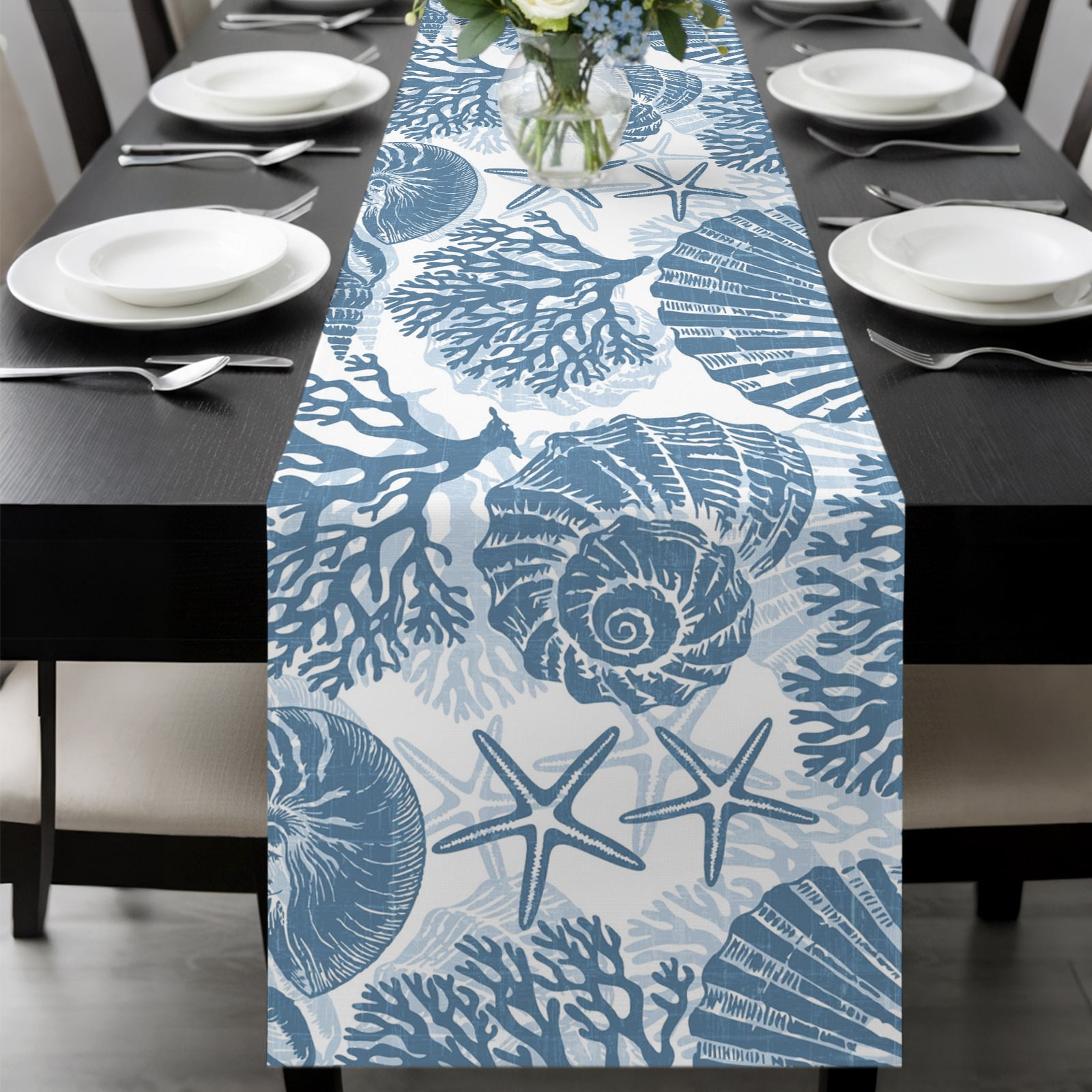 Blue Coastal Table Runner 72 Inches Long,Dining Table Runners Dresser ...