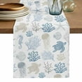 Blue Coastal Table Runner, Nautical Summer Beach Coral Sea Turtle ...