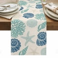 Blue Coastal Table Runner Starfish Shell Coral Summer Beach Rustic ...