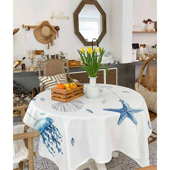 Blue Coastal Tablecloth Square Table Cloth 60x60 , Waterproof ...