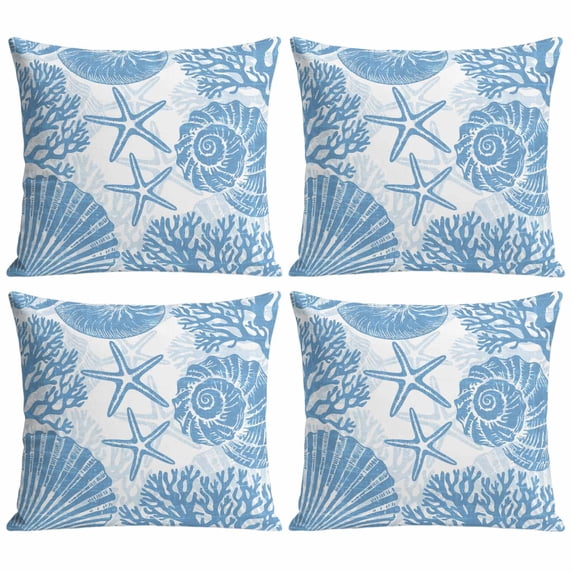 Blue Coastal Throw Pillow Covers 20 x 20 Inch Pillow Covers Set of 4 ...