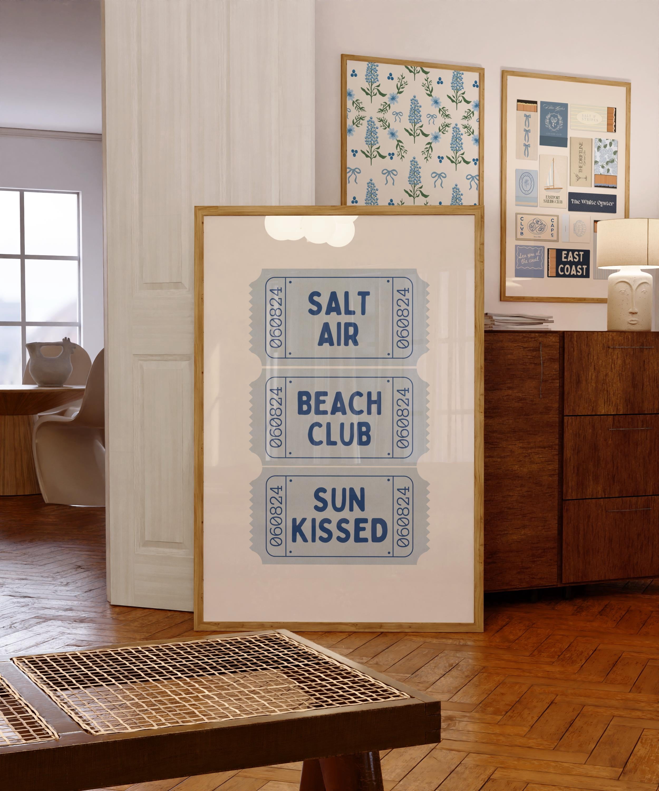Blue Coastal Ticket Stub Salt Air Poster, Poster Home Decor, Poster ...