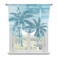 Blue Coastal Tree Tie Up Curtains for Window, Insulated Balloon Shade ...