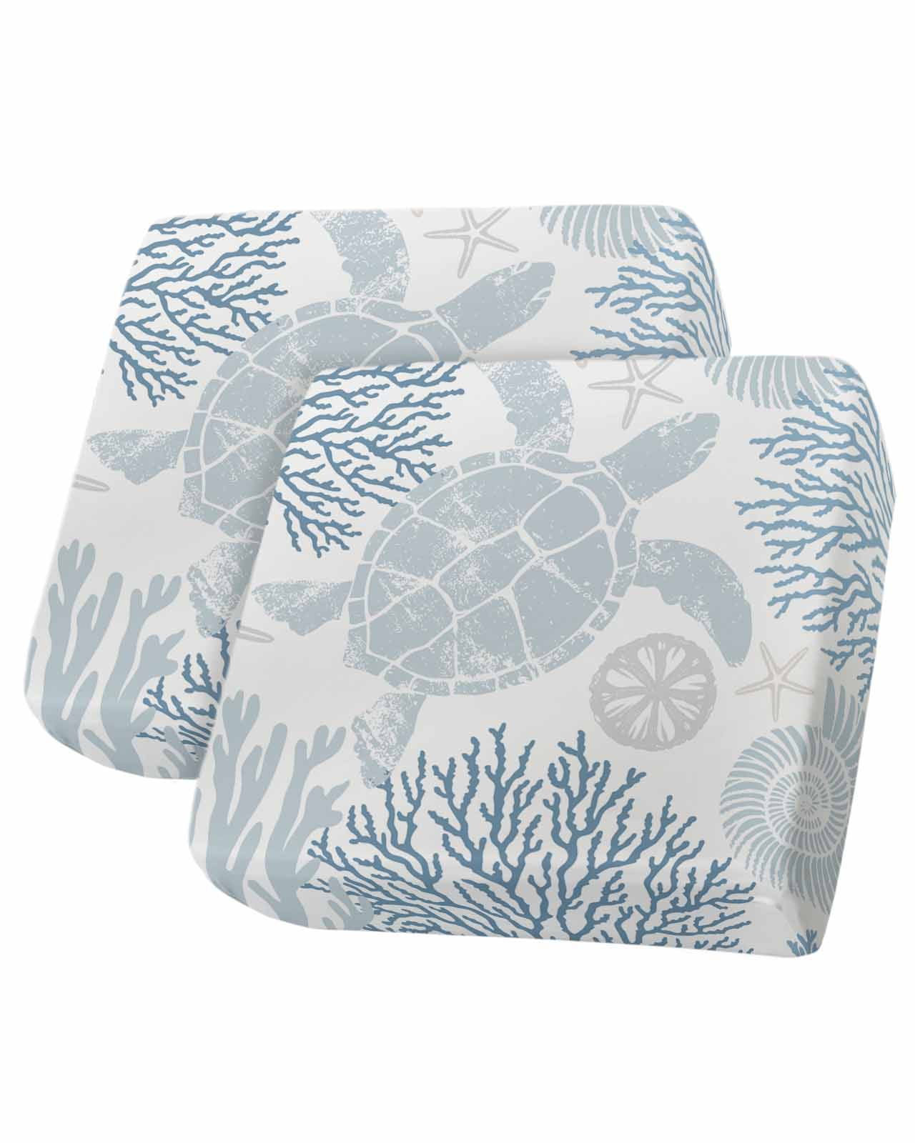 Blue Coastal Turtle Sofa Couch Cushion Covers Washable, Removable ...