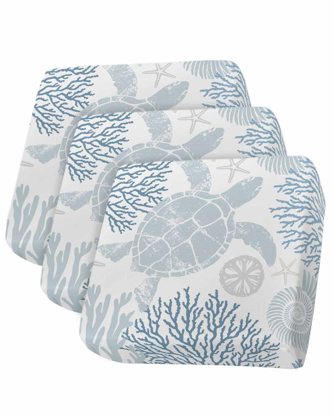 Blue Coastal Turtle Sofa Couch Cushion Covers Washable, Removable ...