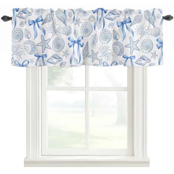 Blue Coastal Valances for Windows Farmhouse Kitchen Curtains Valances ...