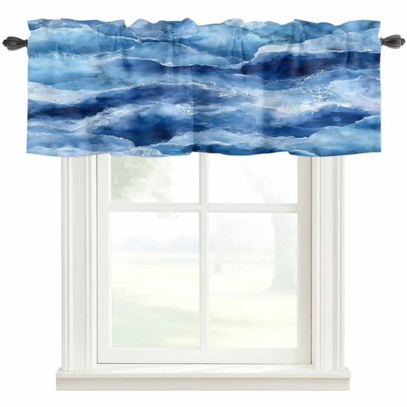Blue Coastal Valances for Windows Farmhouse Kitchen Curtains Valances ...