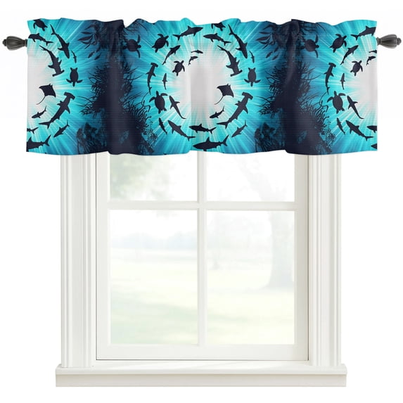 Blue Coastal Valances for Windows Farmhouse Kitchen Curtains Valances ...
