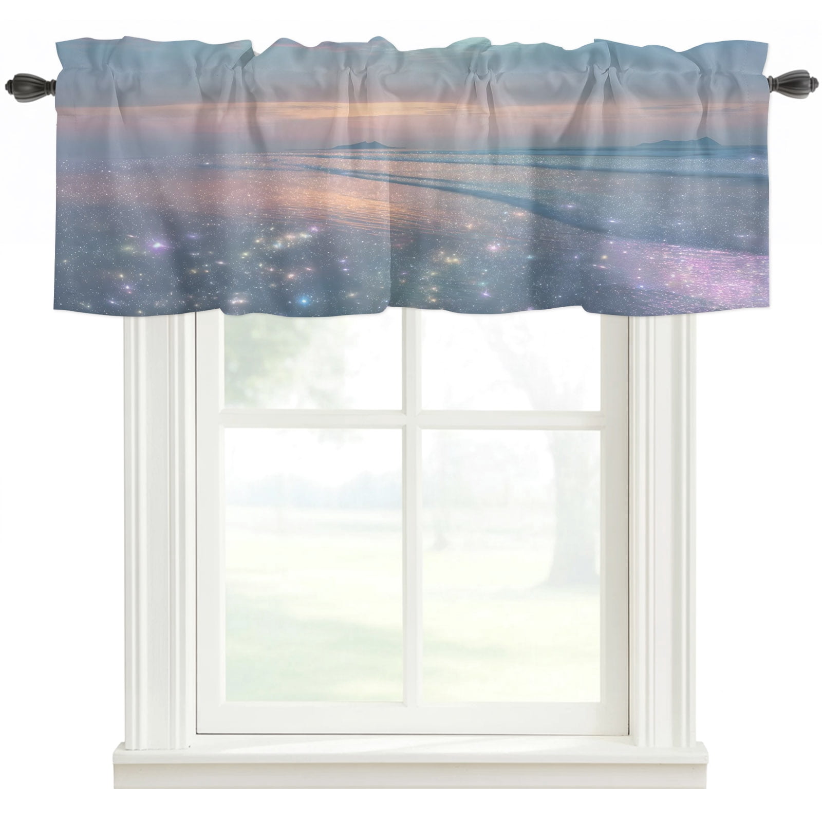 Blue Coastal Valances for Windows Farmhouse Kitchen Curtains Valances ...